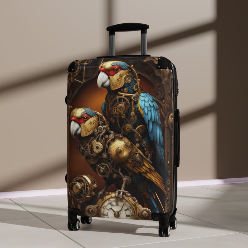 Steampunk Parrots Unique Art Printed Suitcase - Etsy