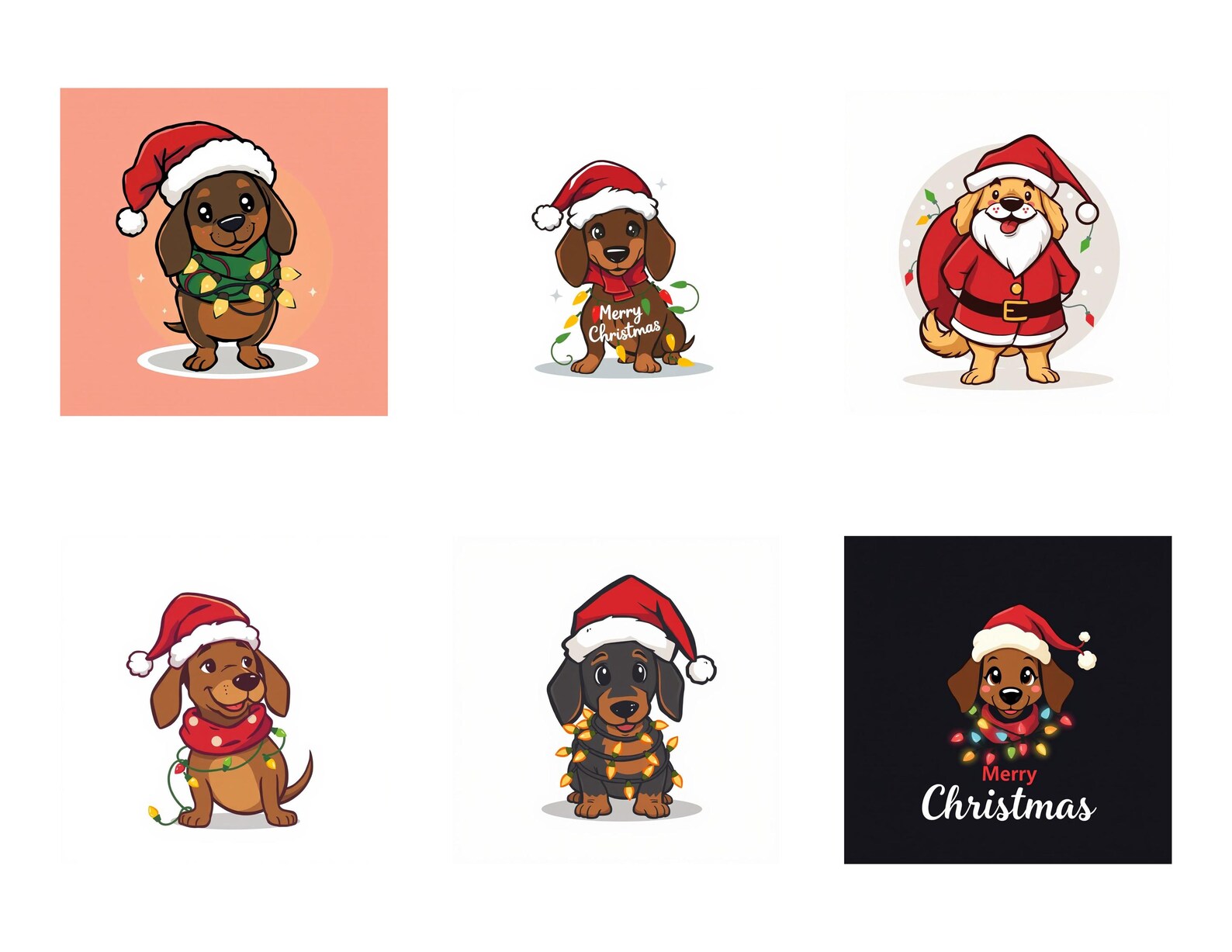 Instant Download - Santa Dogs Merry Christmas | 33 High-resolution PNG ...
