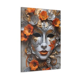 Elegant Carnival Mask With Flowers Canvas Print - Gallery Art 30" X 40 ...