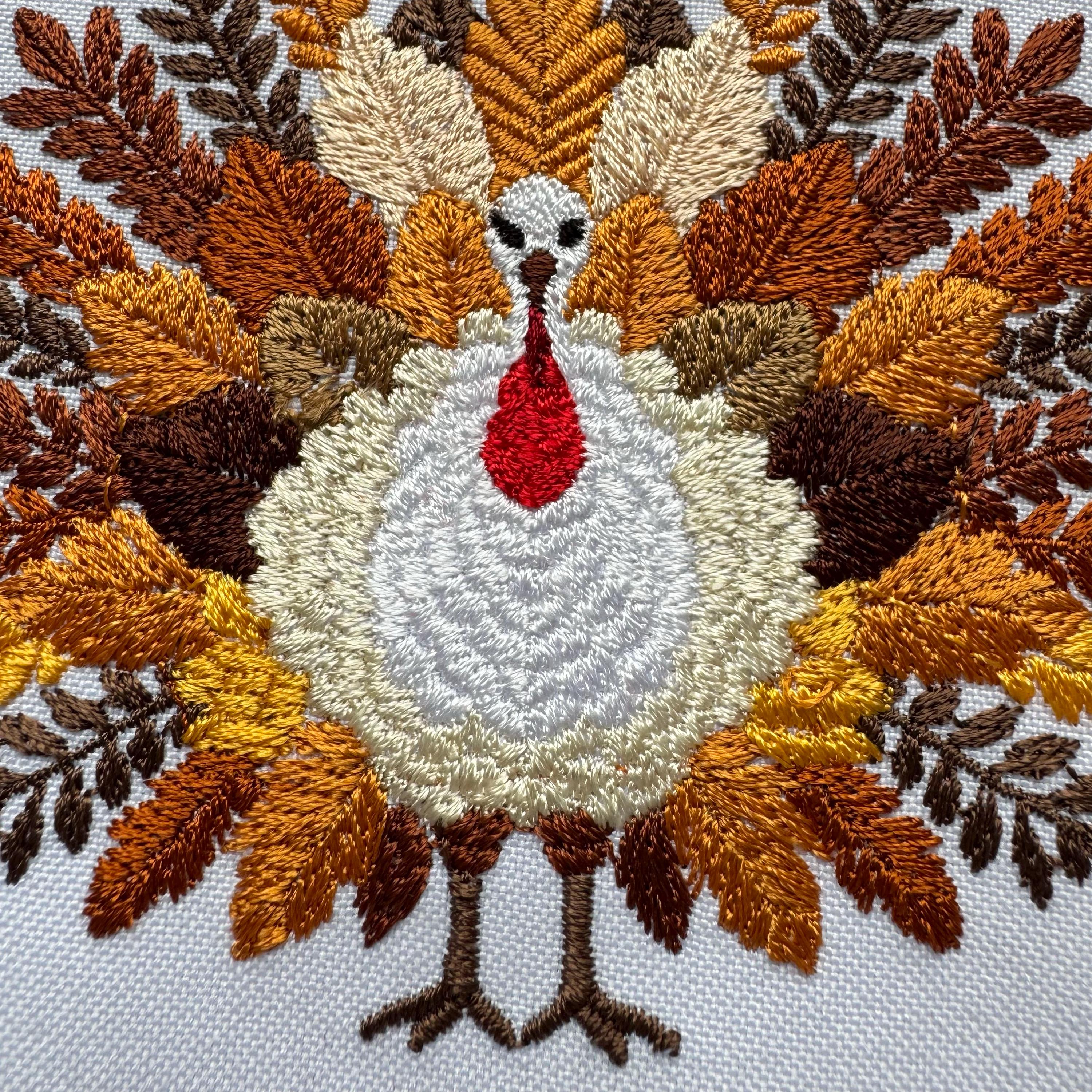Autumn Turkey Embroidery Design – Fall Leaf Pattern, Thanksgiving ...