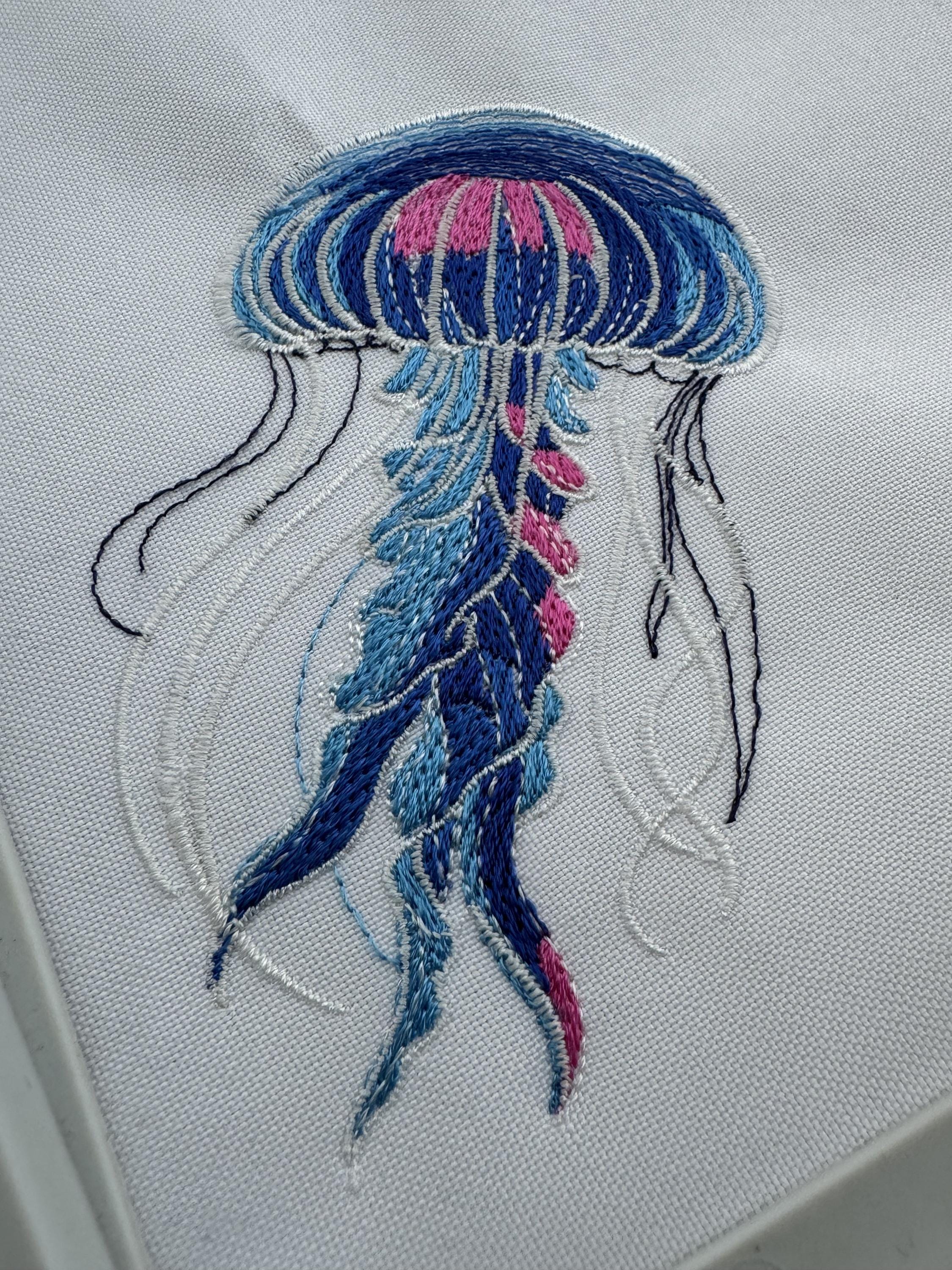 Elegant Jellyfish Embroidery Design - Colofrul Oceanic Pattern ...
