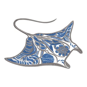 Oceanic Manta Ray Embroidery Design - Stingray Underwater Pattern for ...