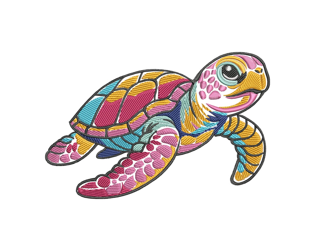 Sea Turtle Embroidery Design - Colofrul Oceanic Pattern, Nautical ...