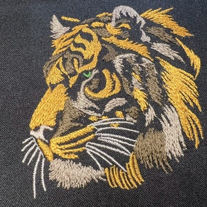 Elegant Tiger Face Embroidery Design - Color Accented Wild Big Cat for ...