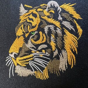Elegant Tiger Face Embroidery Design - Color Accented Wild Big Cat for ...