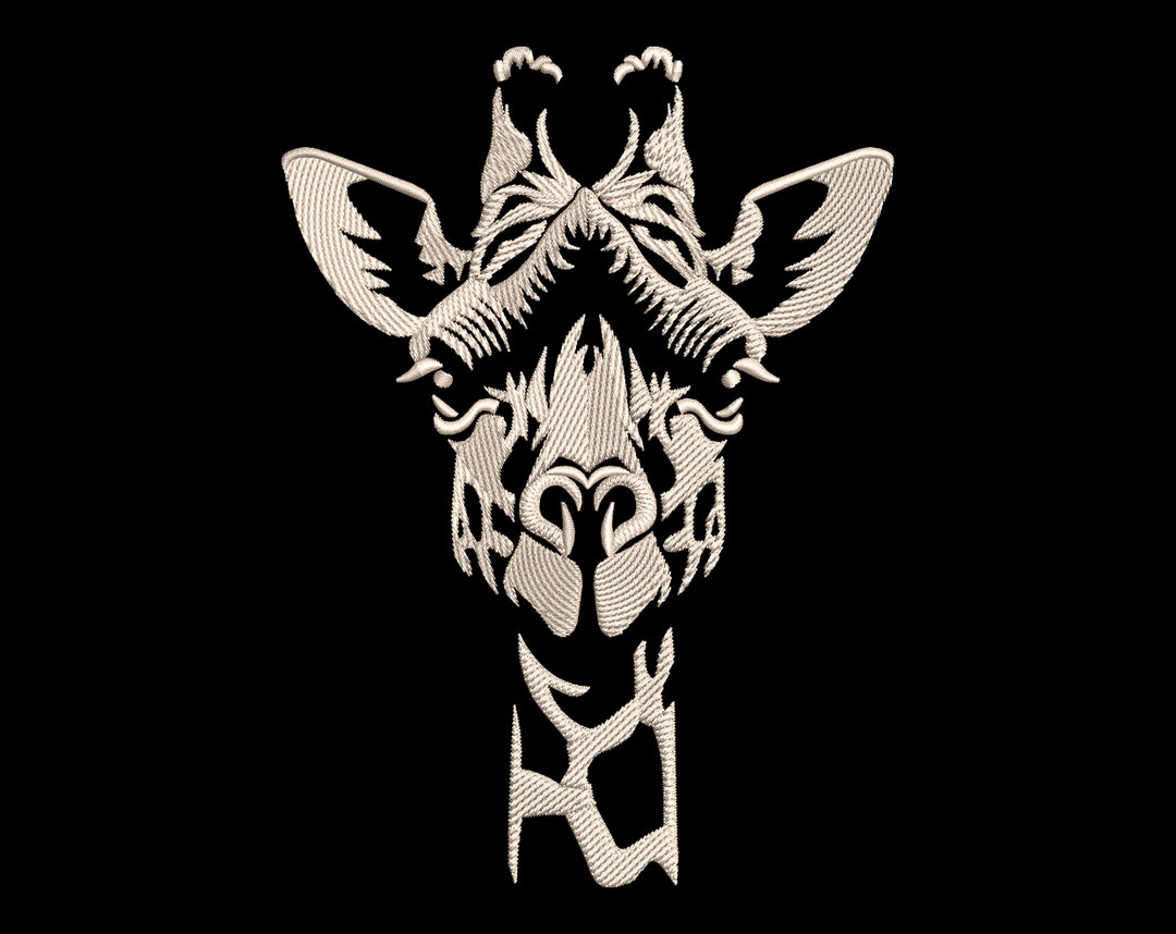 Giraffe Head Embroidery Design - Abstract Safari Art for Dark Fabrics ...