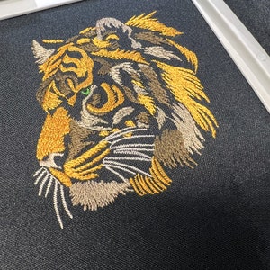 Elegant Tiger Face Embroidery Design - Color Accented Wild Big Cat for ...