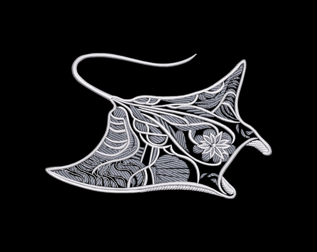 Oceanic Manta Ray Embroidery Design - Stingray Underwater Pattern for ...