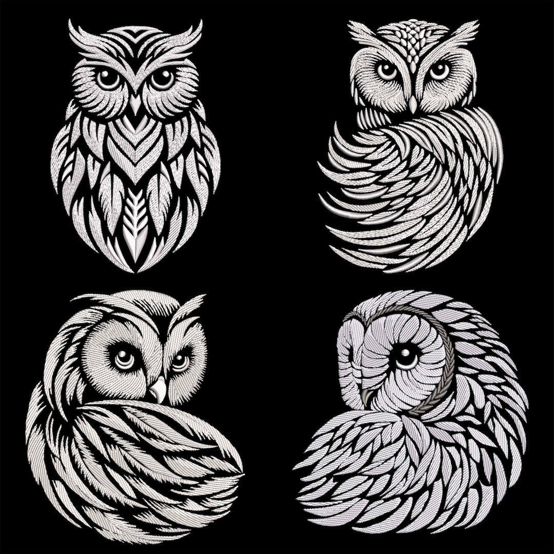 Elegant Mystic Owl Embroidery Designs Bundle, Wisdom Emblem for Dark ...