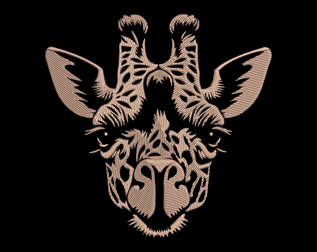 Artistic Giraffe Face Embroidery Design - African Safari Animal Head ...