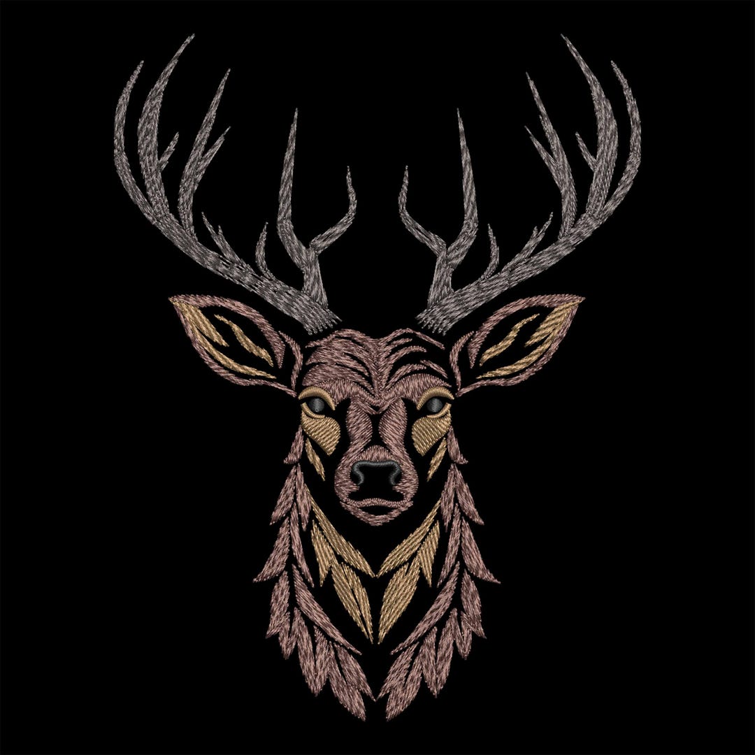 Christmas Deer Embroidery Design - Festive Stag Pattern, Elegant ...