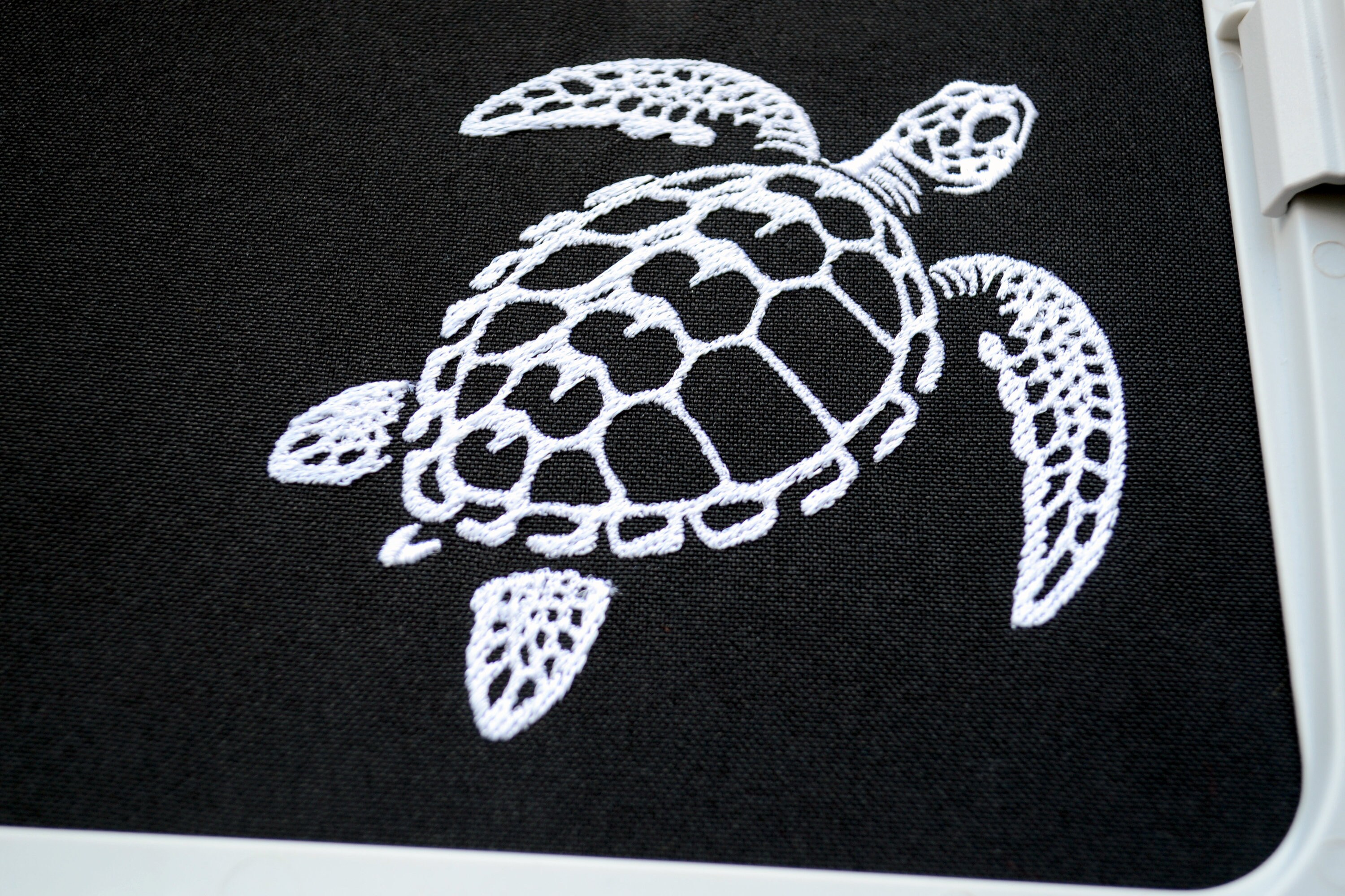Sea Turtle Embroidery Design Oceanic Wildlife Pattern for Black Fabric ...