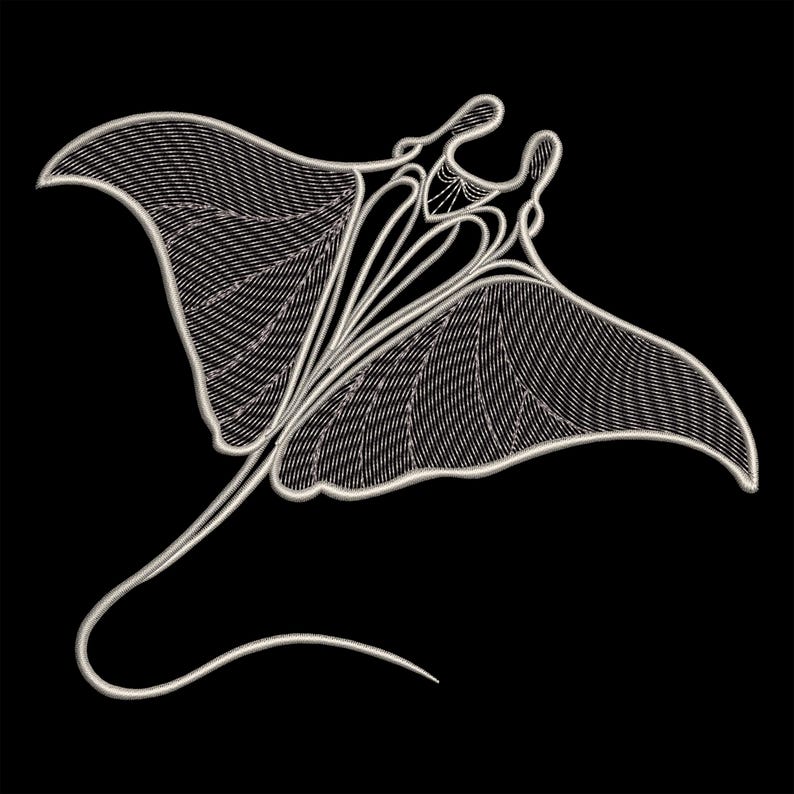 Manta Ray Embroidery Design – Ocean Wildlife Pattern, Nautical Sewing ...