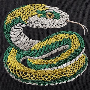 Realistic Snake Embroidery Design – Coiled Serpent Pattern for Wildlife ...