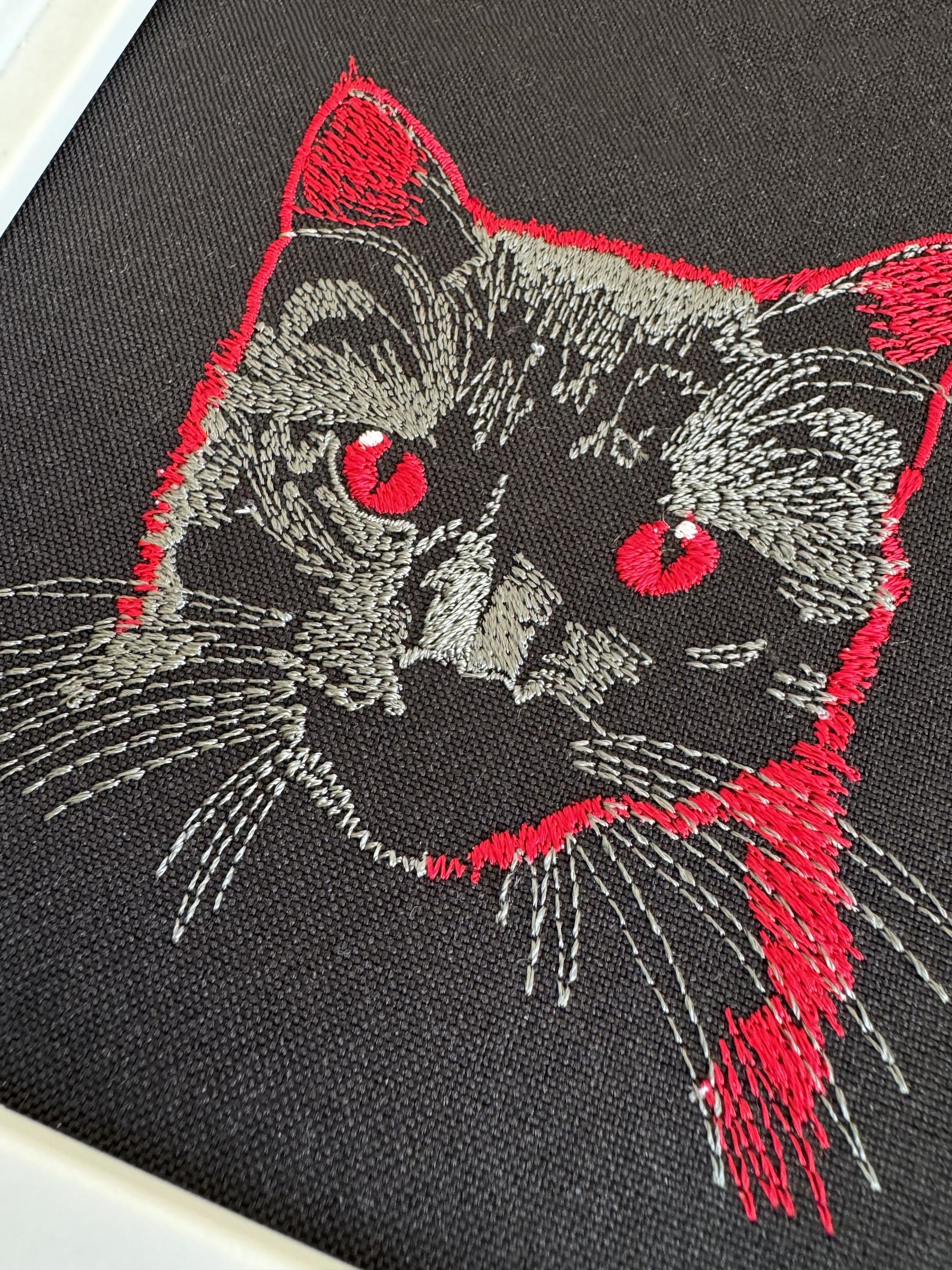 Gothic Cat Embroidery Design - Black Cat With Red Accents PES File ...