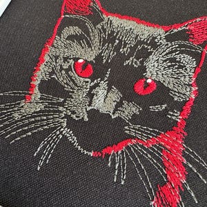Gothic Cat Embroidery Design - Black Cat With Red Accents PES File ...
