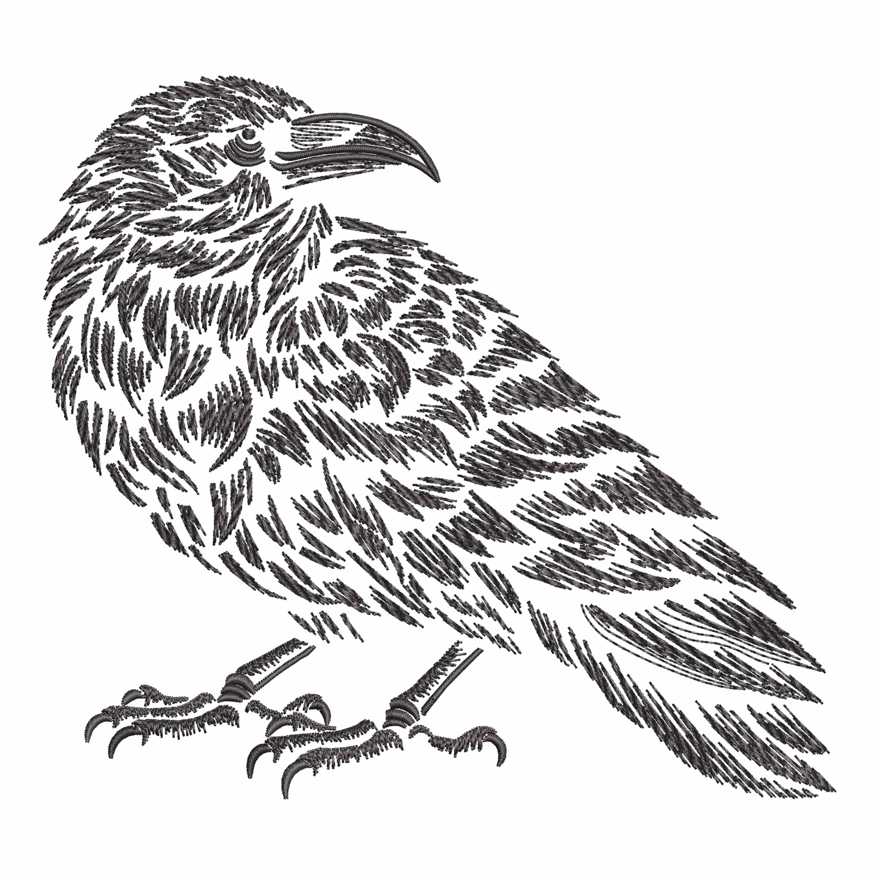 Raven Embroidery Design – Gothic Black Bird Pattern for Dark Fabric ...