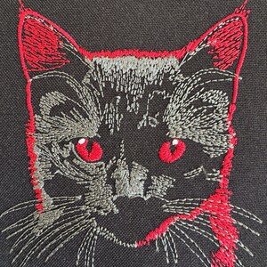 Gothic Cat Embroidery Design - Black Cat With Red Accents PES File ...