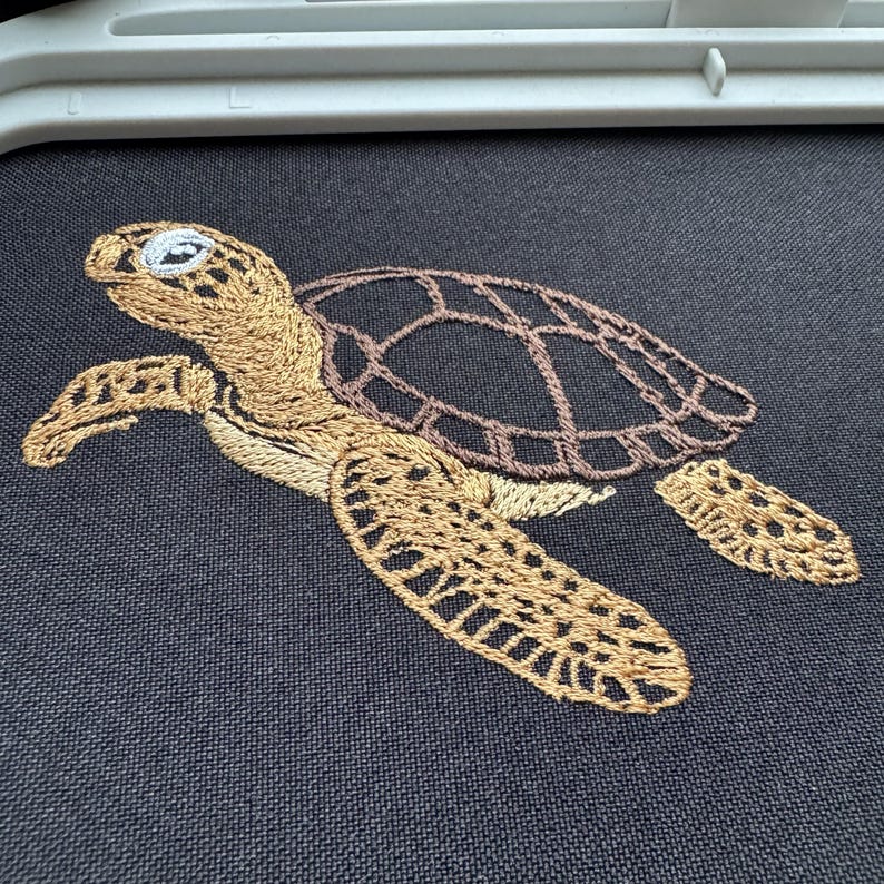 Sea Turtle Embroidery Design – Realistic Ocean Animal Digital File for ...