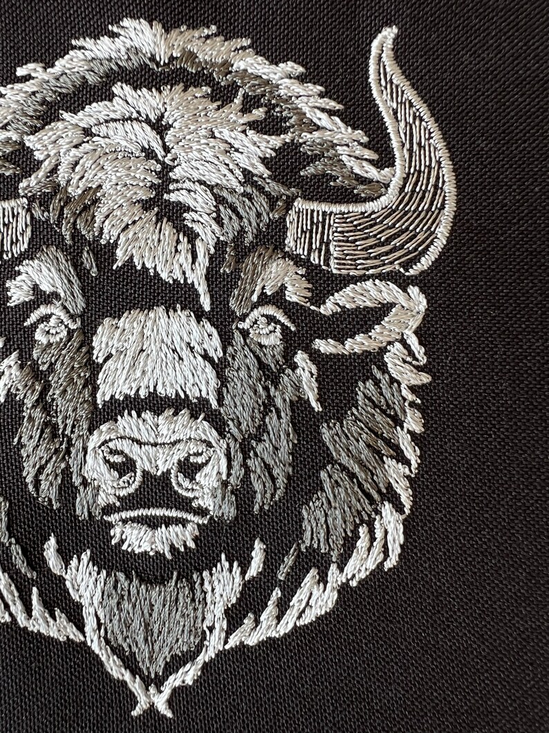 Monochrome Bison Head Embroidery Design - Exquisite Machine Embroidery ...