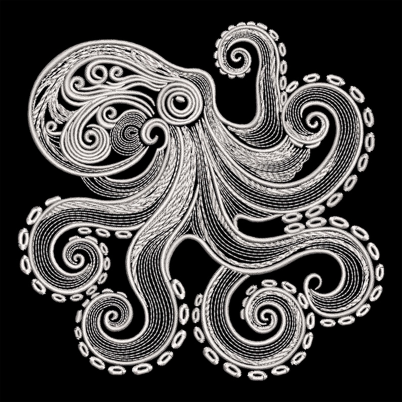 Octopus Embroidery Design – Intricate Marine Pattern, Nautical Digital ...