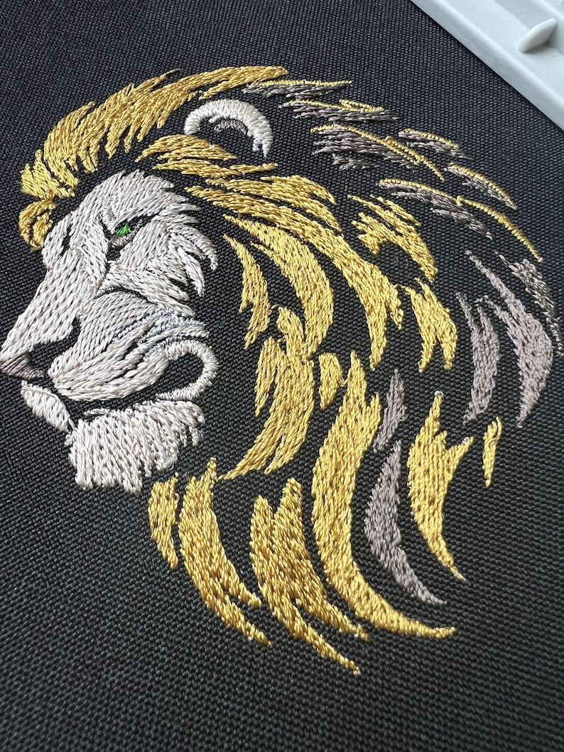 Royal Lion Head Embroidery Design Majestic King of the Jungle for Dark ...
