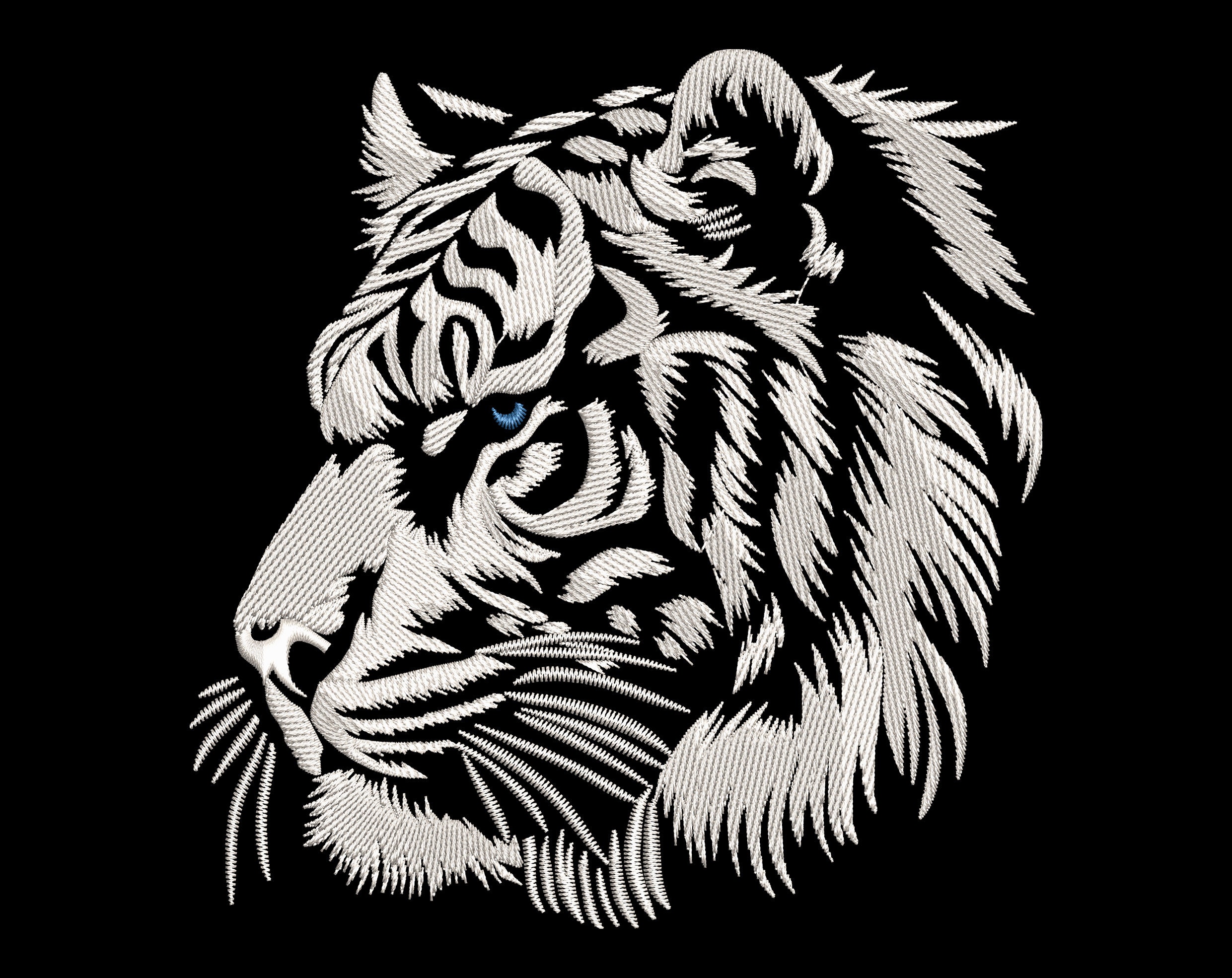 Majestic Tiger Head Embroidery Design - Exotic Wildlife Pattern for ...