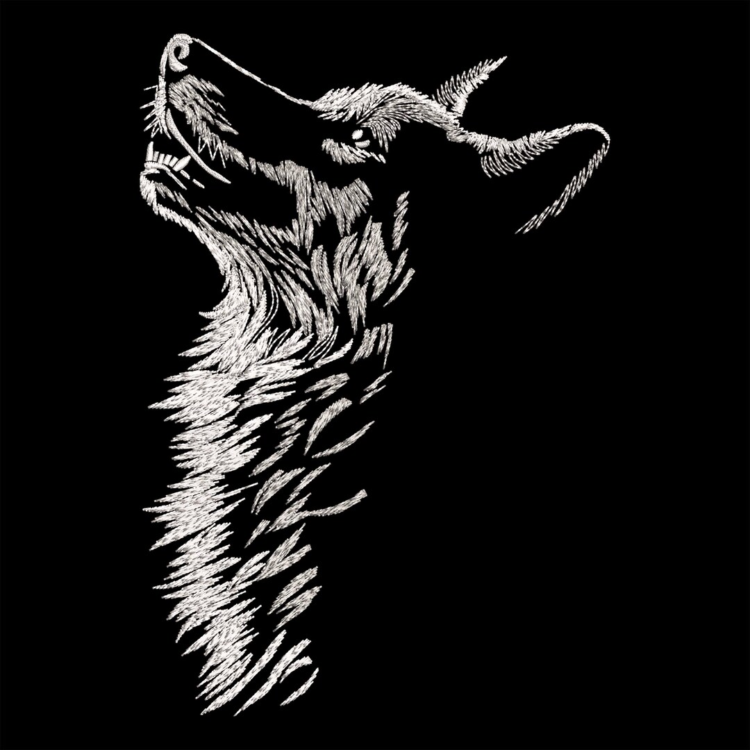 Howling Wolf Embroidery Design – Wild Animal Silhouette Pattern ...