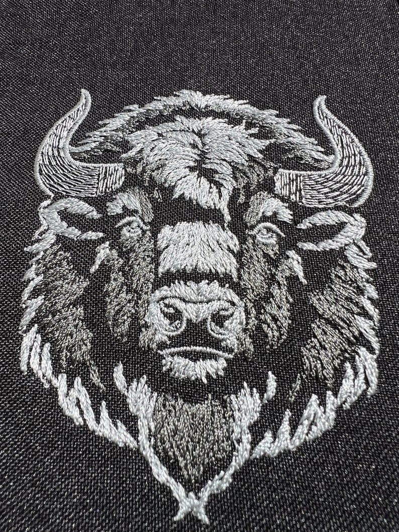 Monochrome Bison Head Embroidery Design - Exquisite Machine Embroidery ...