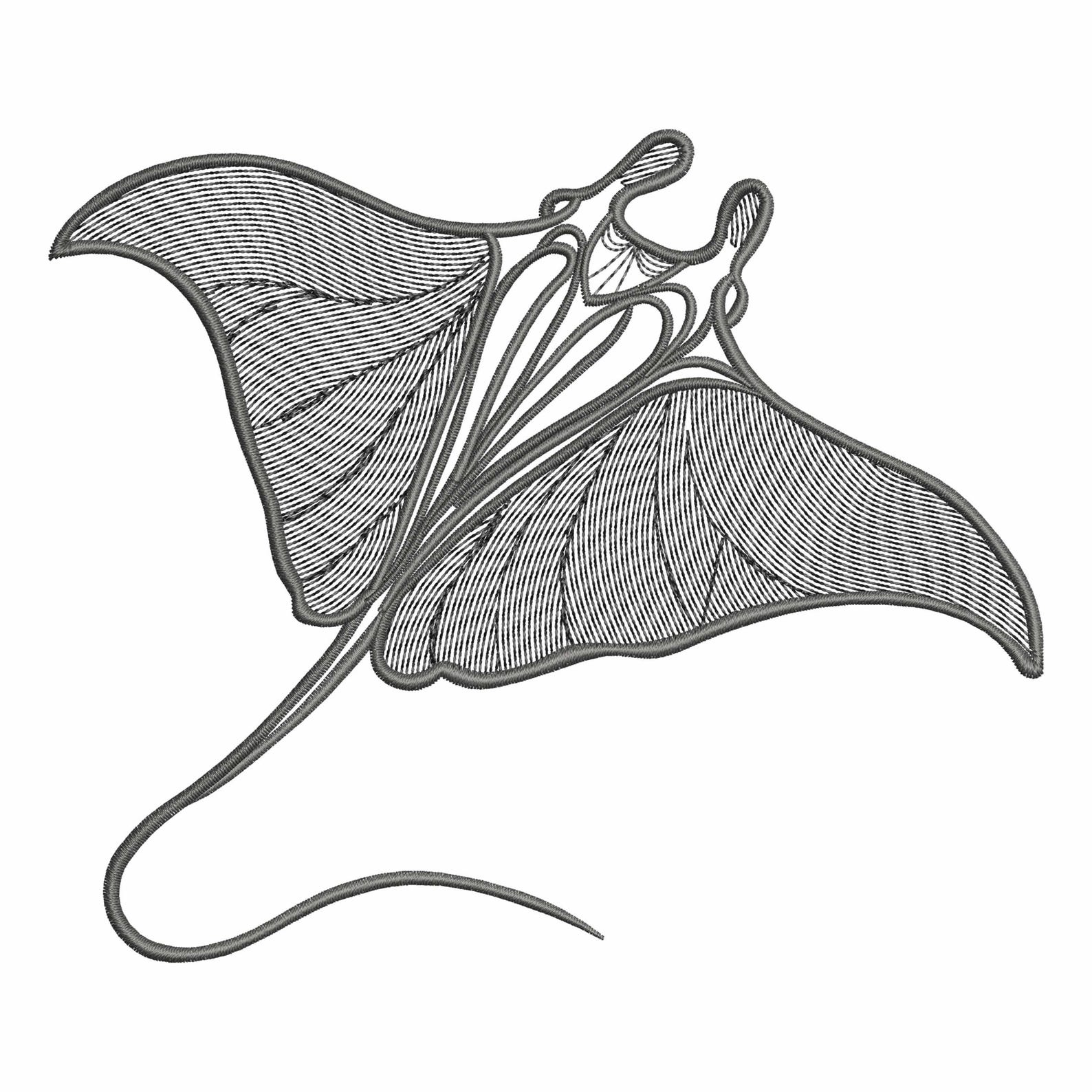 Manta Ray Embroidery Design – Ocean Wildlife Pattern, Nautical Sewing ...