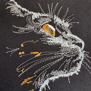 Realistic Black Cat Embroidery Design Bundle - Fierce Eyes Feline Art ...