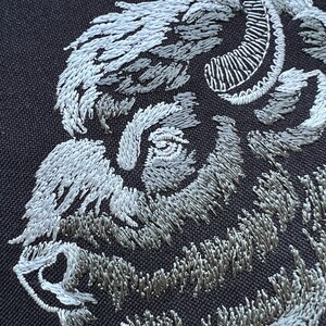 Monochrome Bison Head Embroidery Design - Majestic Wild Animal Machine ...