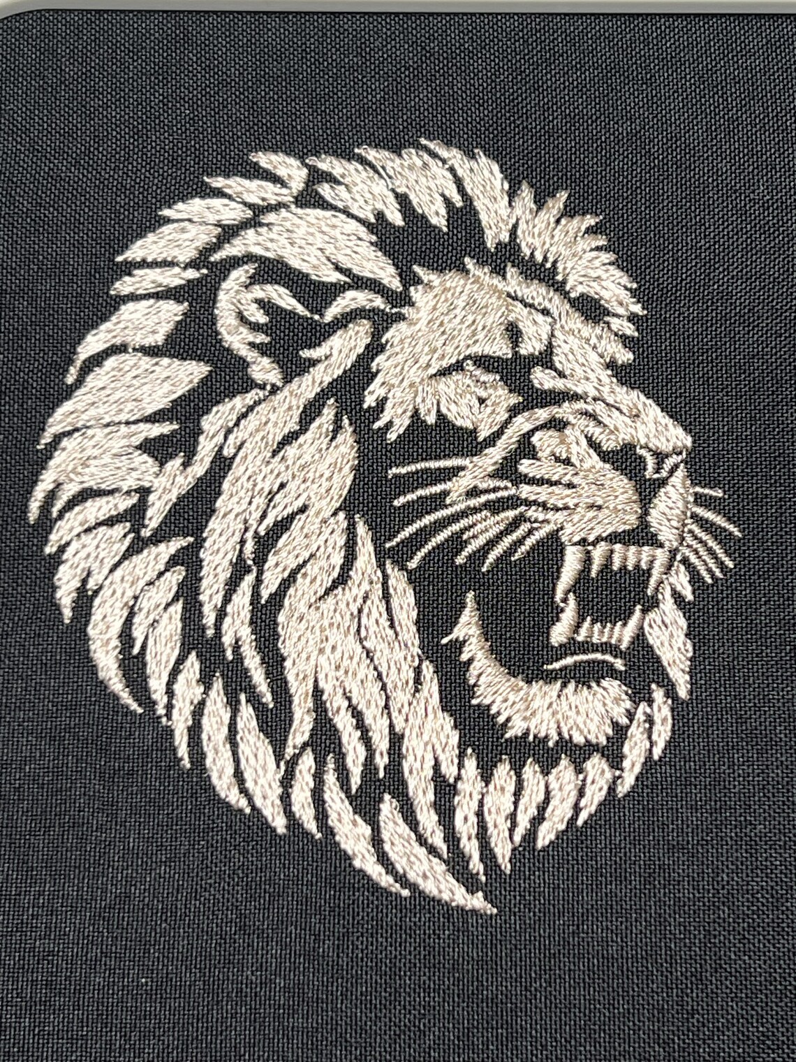 Fierce Lion Head Embroidery Design Royal Angry Feline for Dark Textiles ...