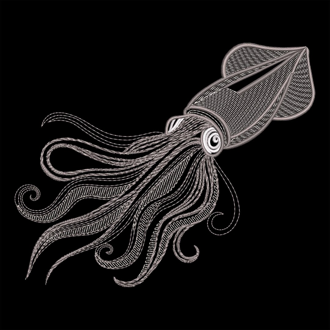 Squid Embroidery Design – Ocean Wildlife Pattern, Nautical Marine ...
