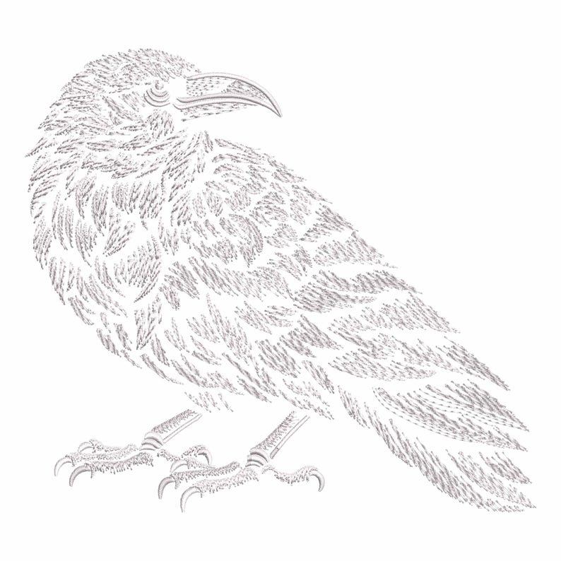 Raven Embroidery Design – Gothic Black Bird Pattern for Dark Fabric ...