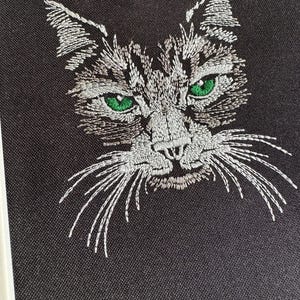 Mystical Cat Face Embroidery Design - Green-eyed Cat PES File, Animal ...