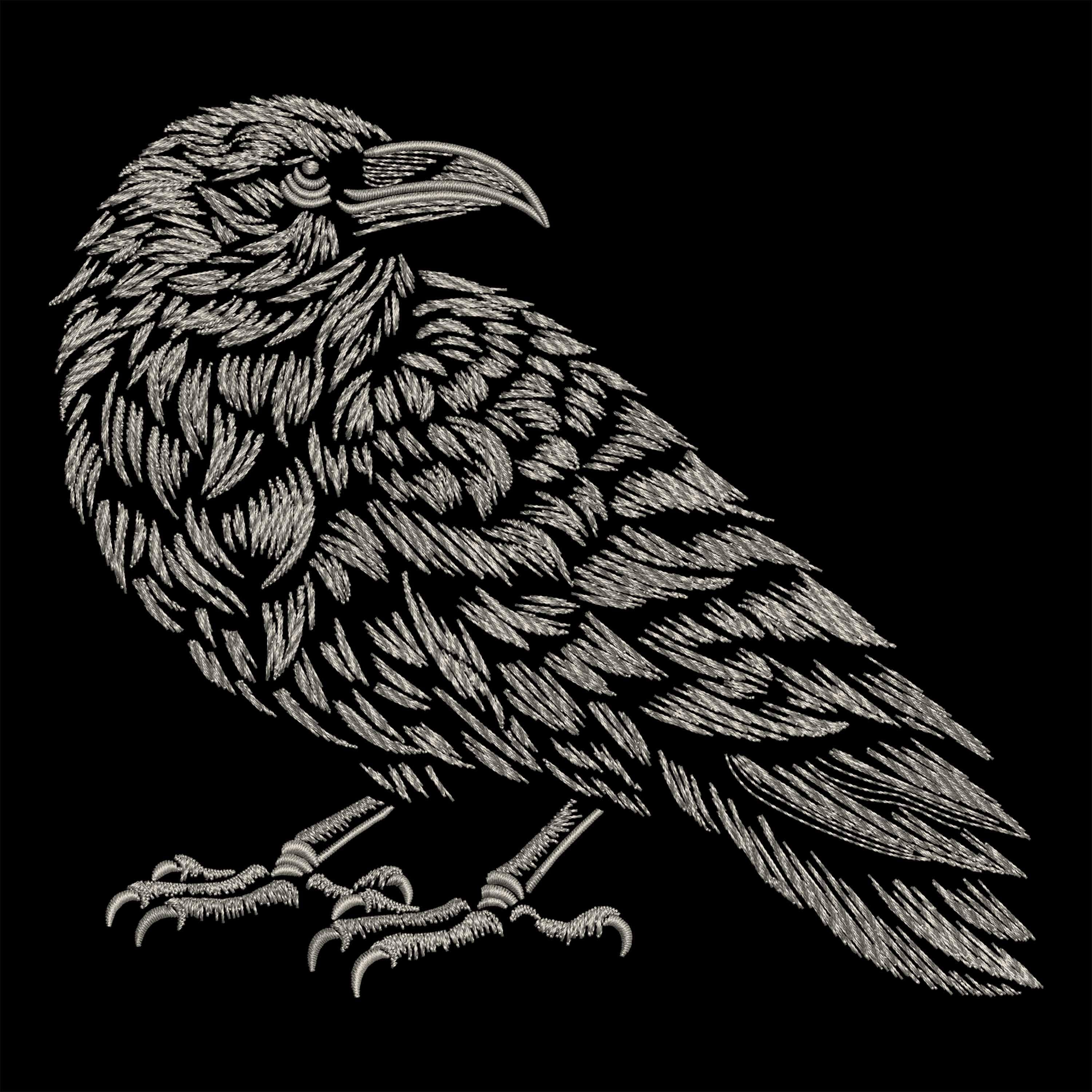 Raven Embroidery Design – Gothic Black Bird Pattern for Dark Fabric ...