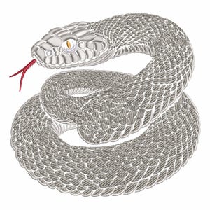 Realistic Snake Embroidery Design – Coiled Serpent Pattern, Wildlife ...
