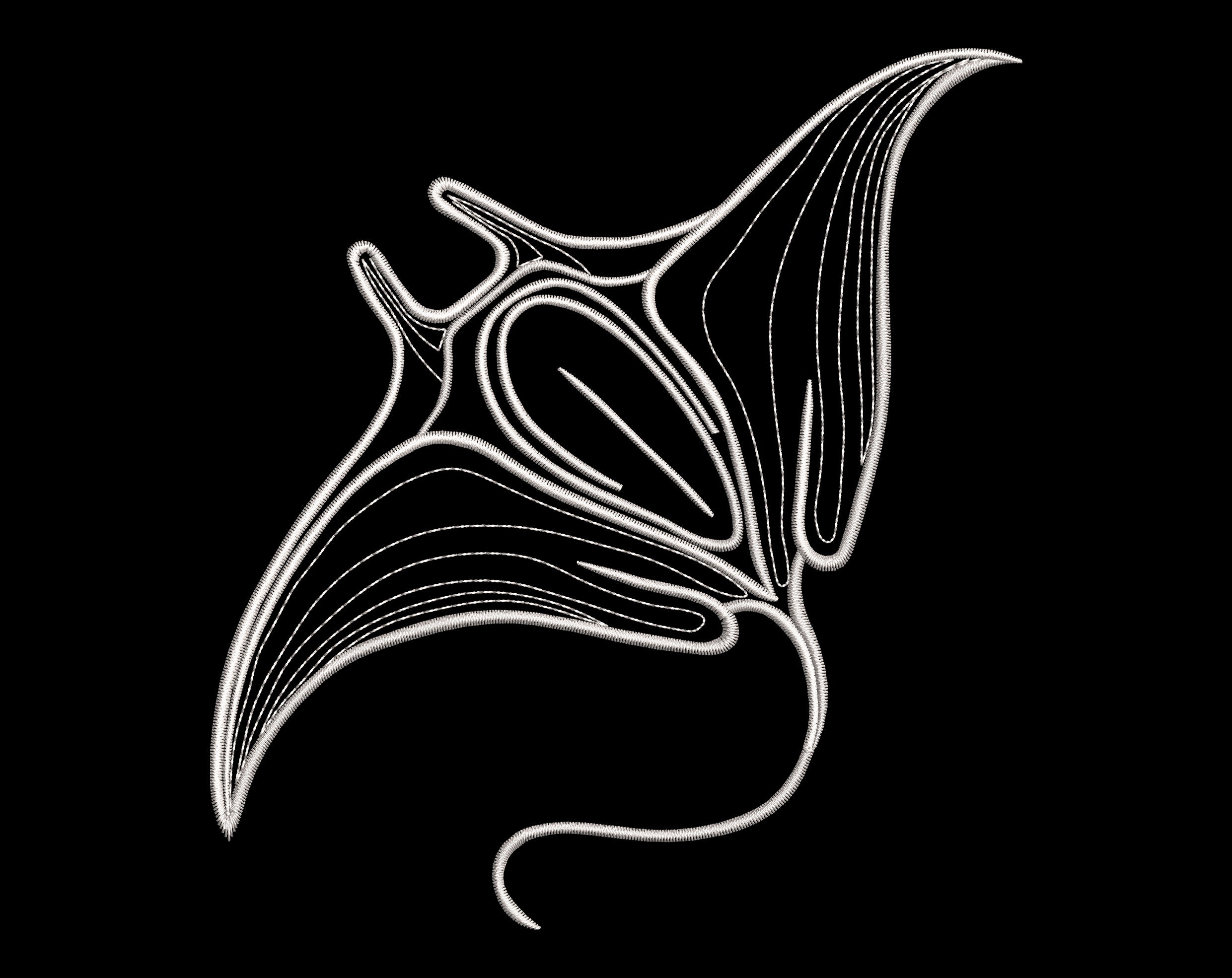 Sleek Manta Ray Embroidery Design - Stingray Minimalist Line Art ...