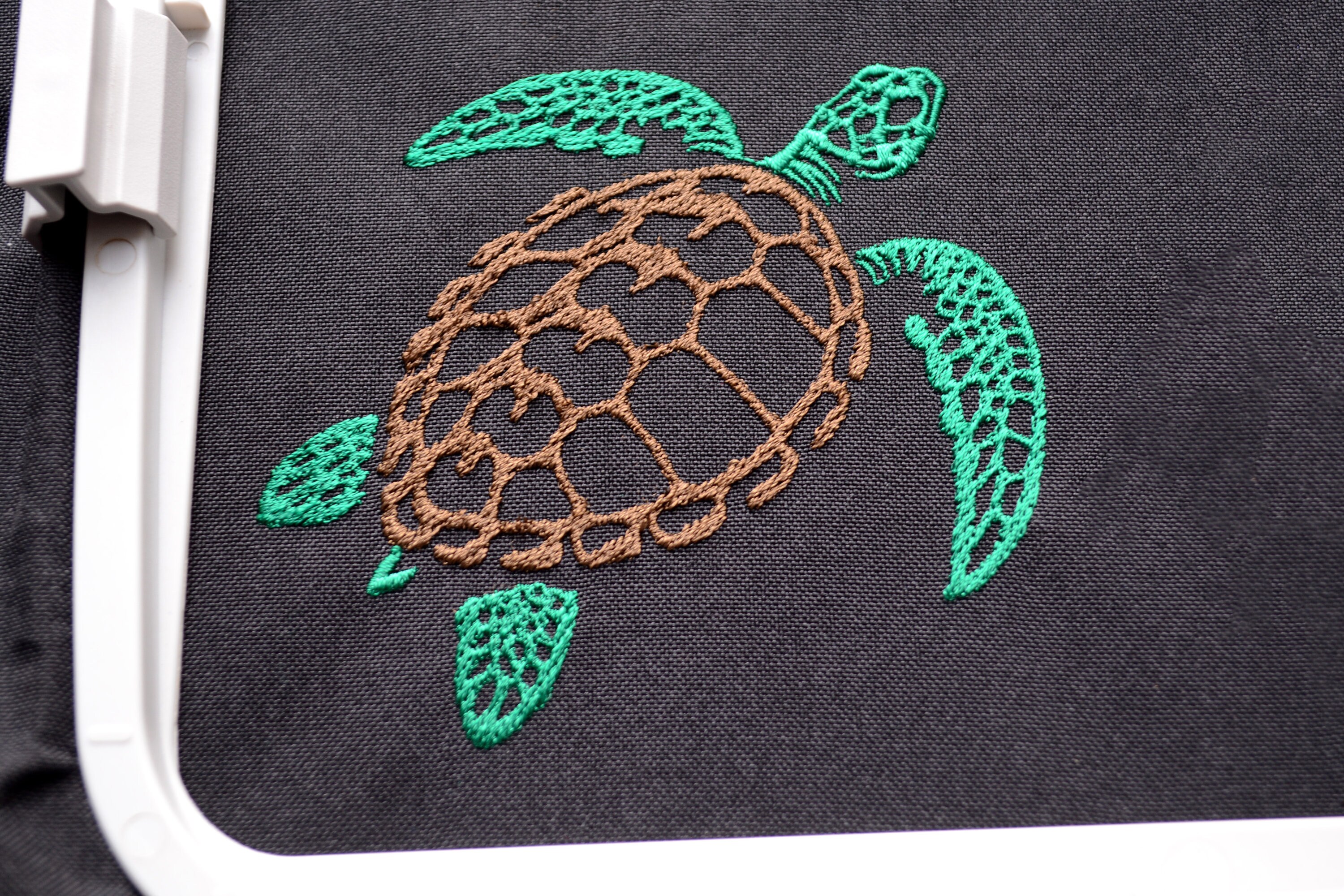 Marine Turtle Embroidery Design - Ocean-inspired Pattern for Black ...