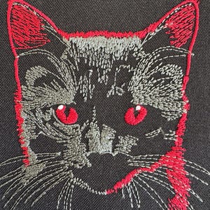 Gothic Cat Embroidery Design - Black Cat With Red Accents PES File ...