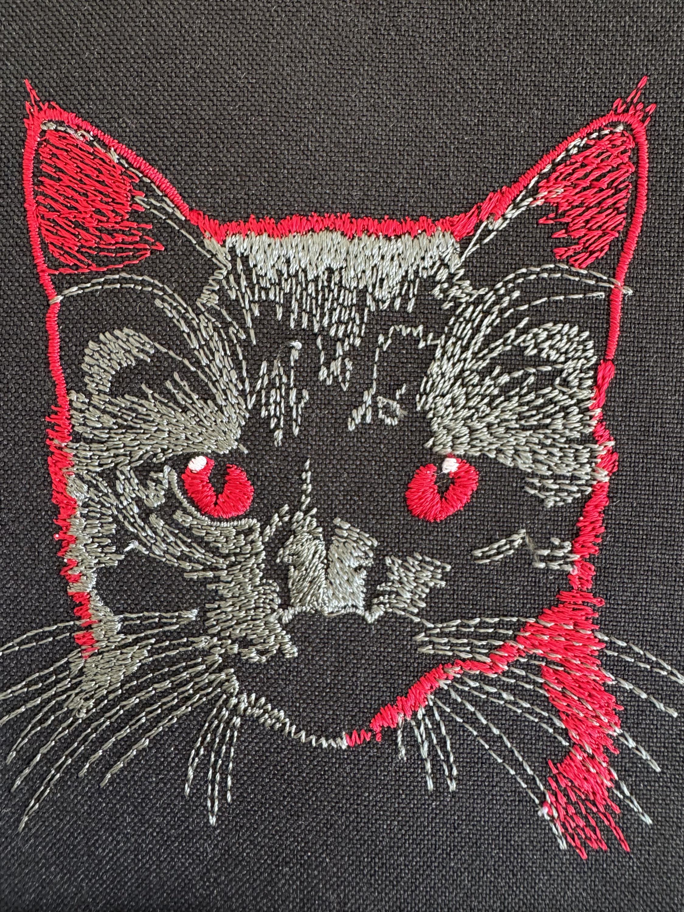 Gothic Cat Embroidery Design - Black Cat With Red Accents PES File ...