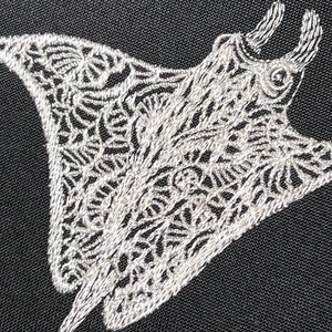 Majestic Manta Ray Embroidery Design - Oceanic Lace Stingray Pattern ...