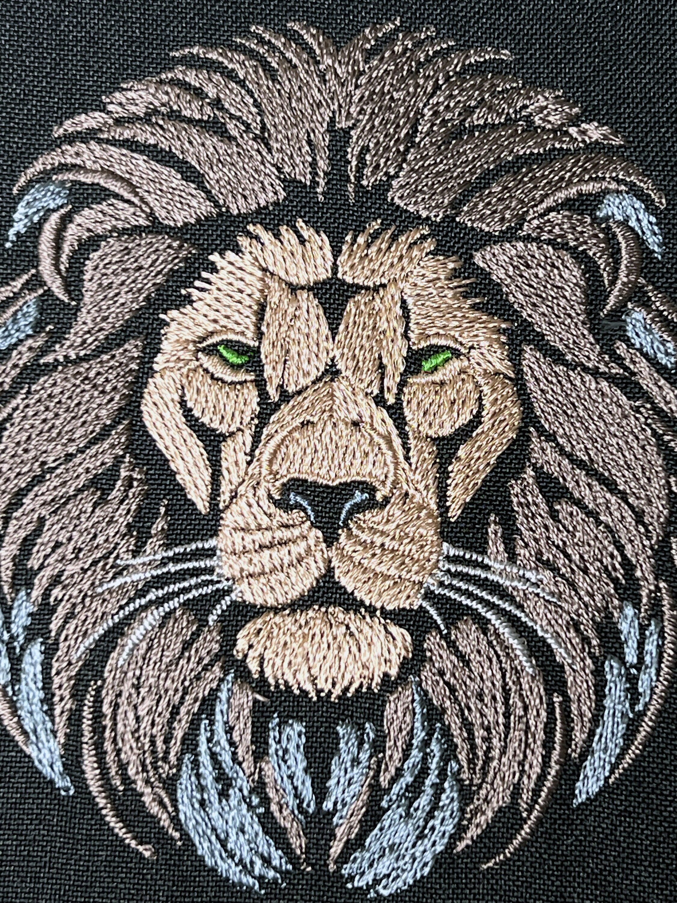 Sovereign Lion Embroidery Design - Royal Feline Majesty for Dark ...