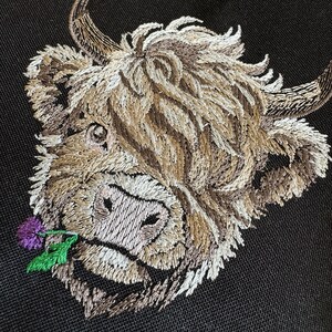 Adorable Highland Cow Embroidery Design – Rustic Farm Animal Pattern ...