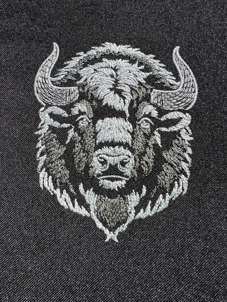 Monochrome Bison Head Embroidery Design - Exquisite Machine Embroidery ...
