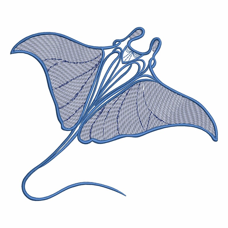 Manta Ray Embroidery Design – Ocean Wildlife Pattern, Nautical Sewing ...