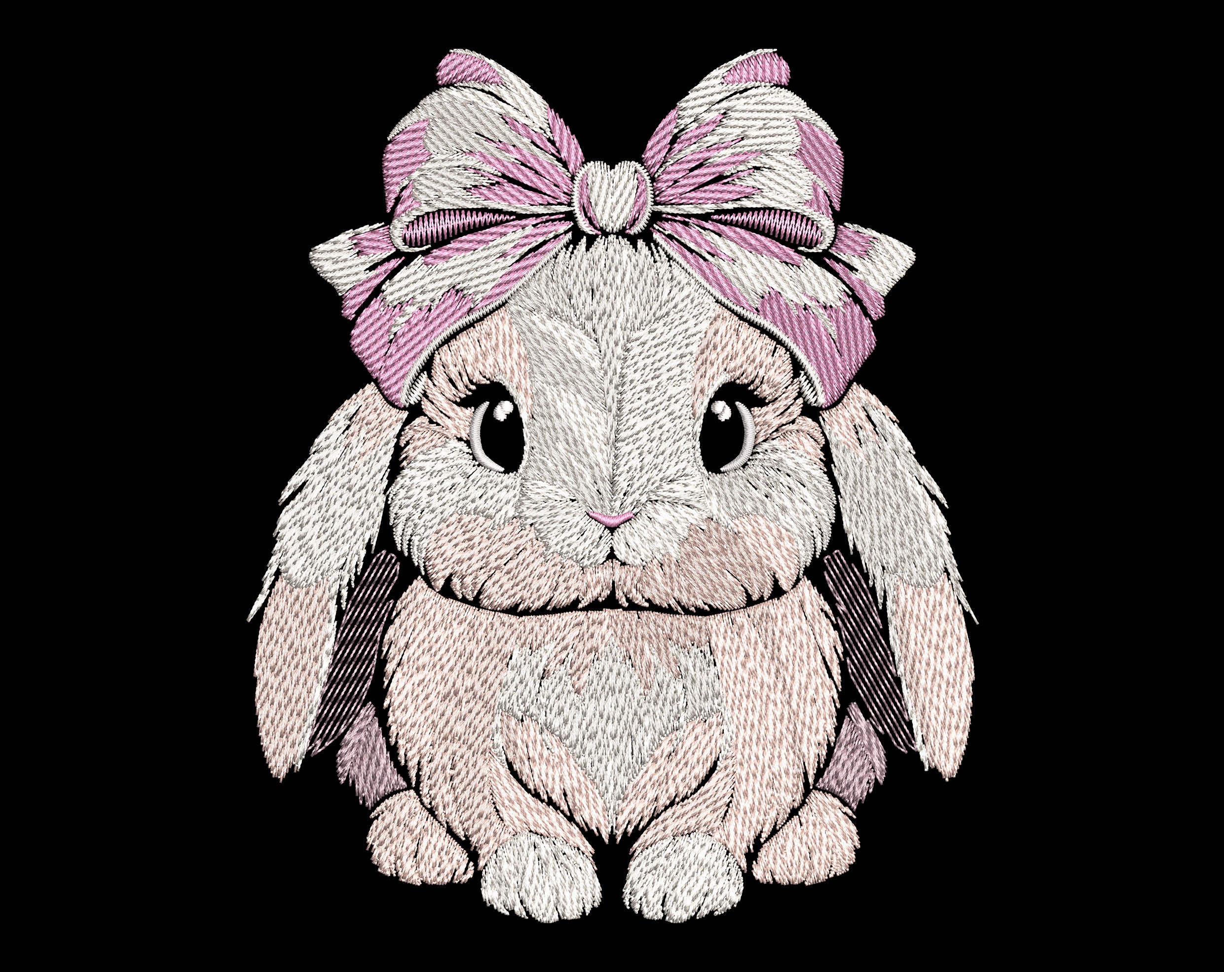 Cute Bunny Girl Embroidery Design - Adorable Rabbit With Pink Bow for ...