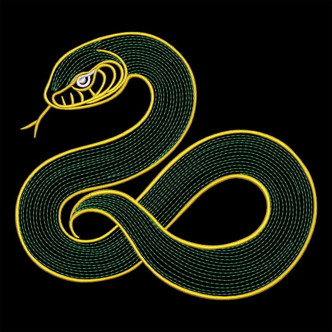 Snake Embroidery Design – Coiled Serpent Pattern, Wildlife, Reptile ...