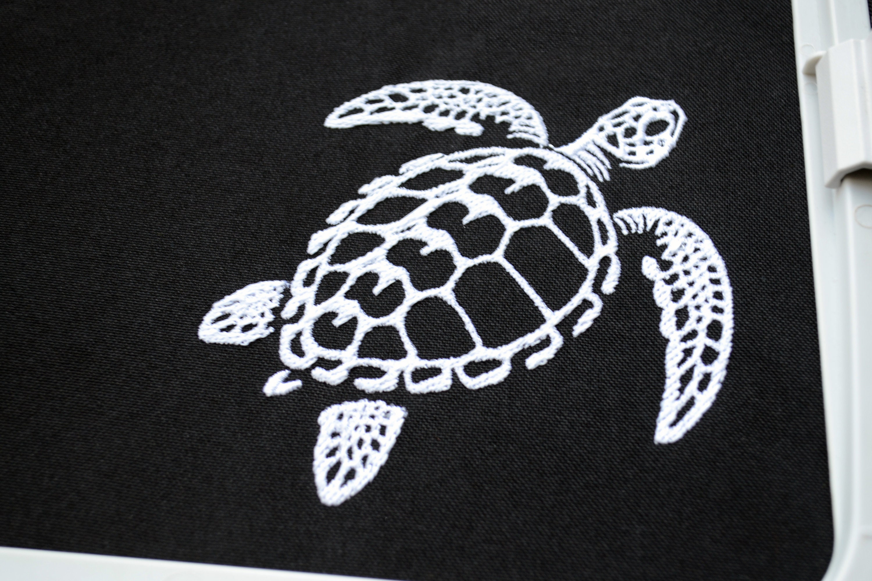 Sea Turtle Embroidery Design Oceanic Wildlife Pattern for Black Fabric ...